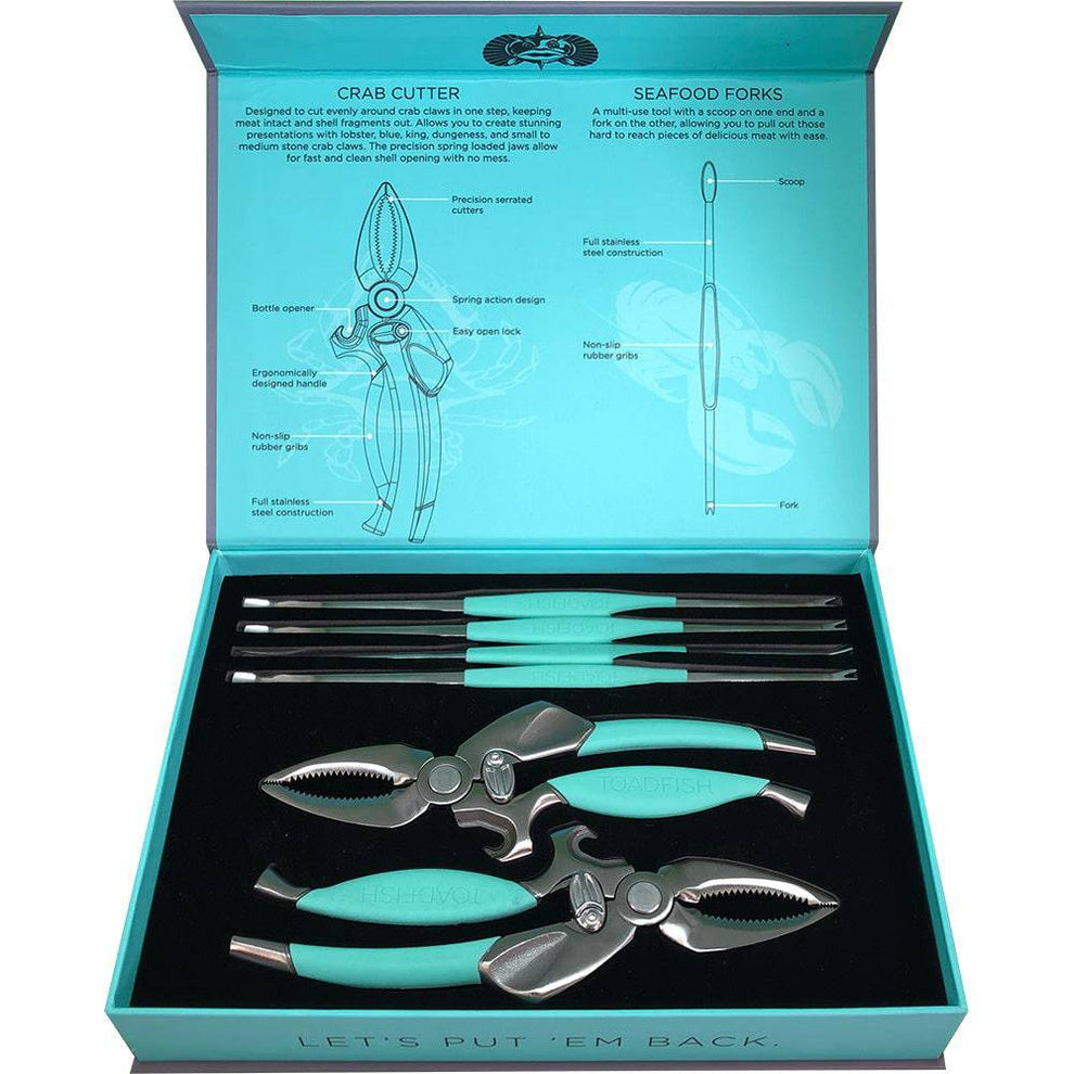 Toadfish Crab/Lobster Tool Set - 2 Shell Cutters 4 Seafood Forks [1022 ...
